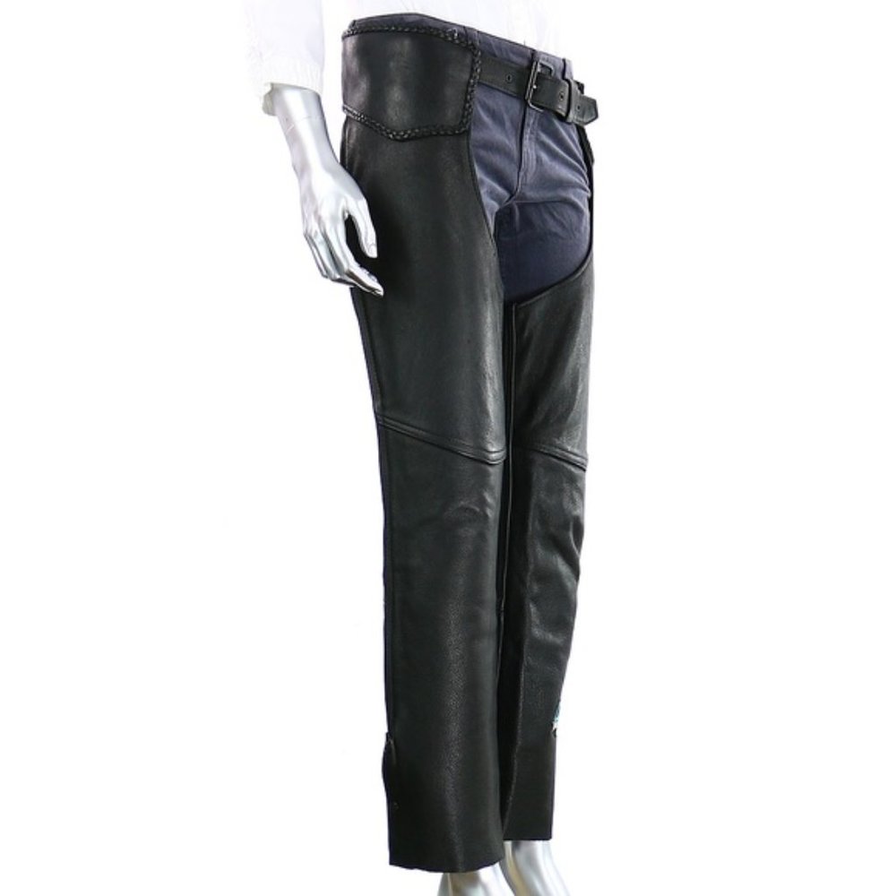 Women's Leather Chaps W/ Laconia Bike Week Patches - Gem